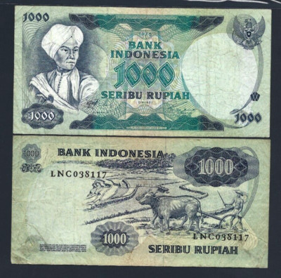 Indonesia 1000 Rupiah P-113 1975 DIPONEGORO World Currency Indonesian ...