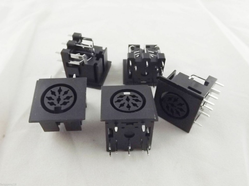 5pcs DIN 8 Pin Circular Jack Female Panel Mount PCB Mount Connector ...