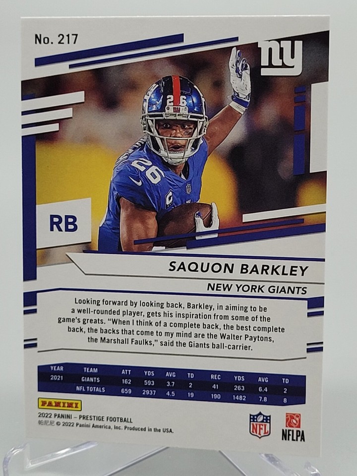 2022 PANINI PRESTIGE SAQUON BARKLEY BASE FOOTBALL CARD NEW YORK GIANTS ...