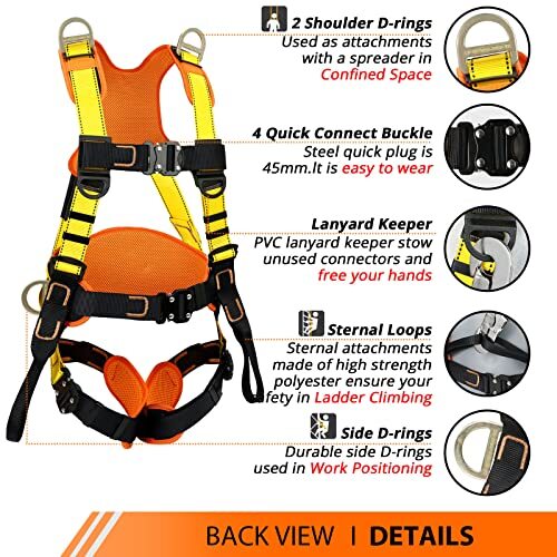 Safety Harness Fall Protection Upgrade 4 Quick Buckles Construction ...