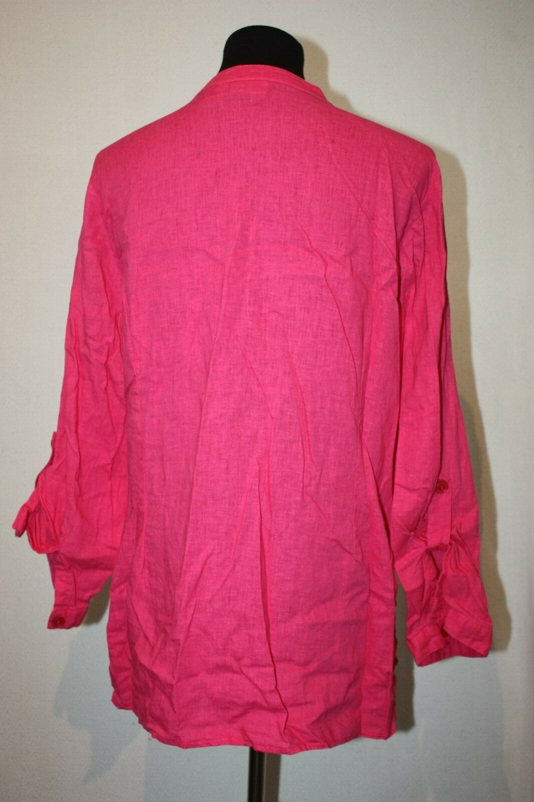 CARROLL REED Size 1X Linen Blend Hot Pink Button Front Shirt Blouse ...