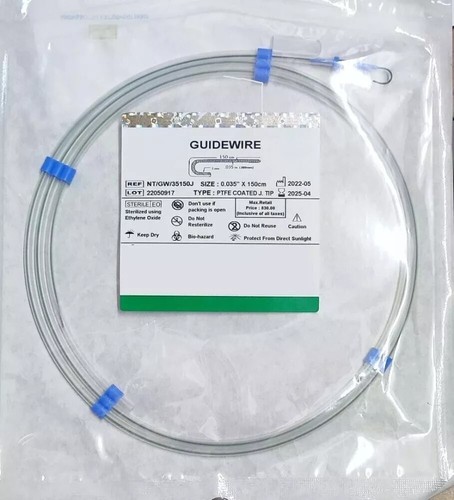 PTFE Guidewire Urology 0.035mm x 150CM Length J Tip 25Pc Lot | eBay