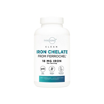 Type Zero Iron Chelate Capsules (18 MG, 240 CAPS) from Ferrochel | eBay