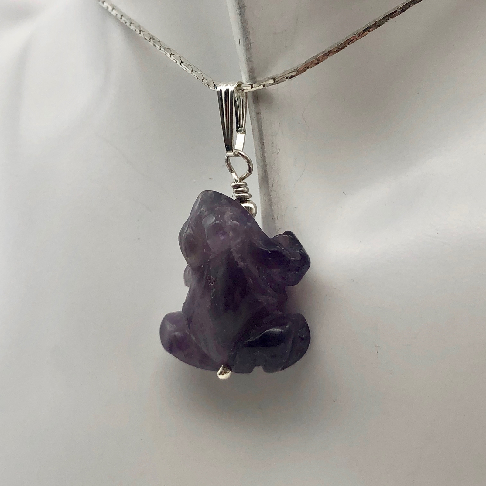 Amethyst Frog Pendant Necklace | Semi Precious Stone Jewelry | Silver ...