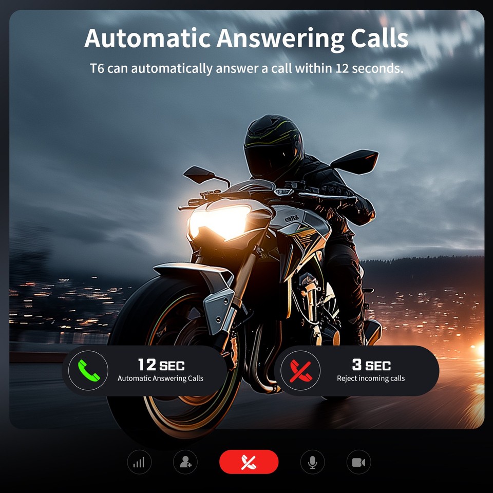 T6 Bluetooth Motorrad Helm Intercom 1000m 2-Way Live Headset ...