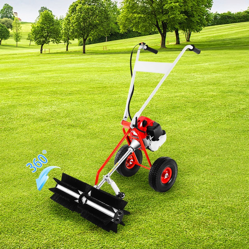 1.7hp Gas Power Walk Behind tractor dirt snow Sweeper Broom Driveway ...