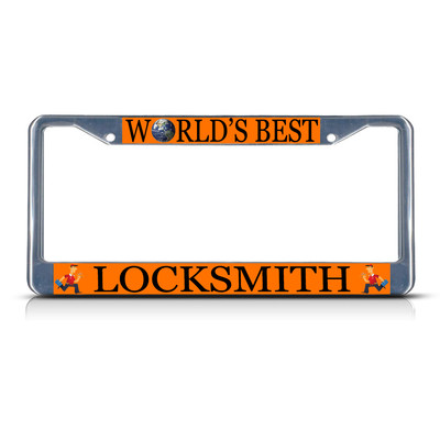 LOCKSMITH Career Profession Chrome Metal License Plate Frame Tag Holder ...