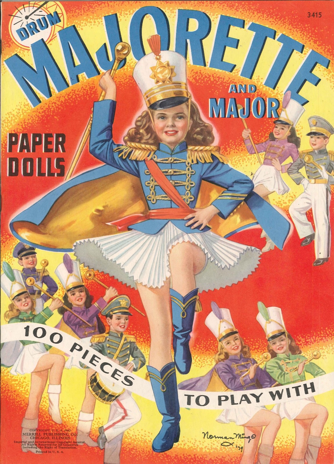 VINTGE 1942 MAJORETTE & MAJOR PAPER DOLL ~MERRILL LASER REPRODUCTION ...