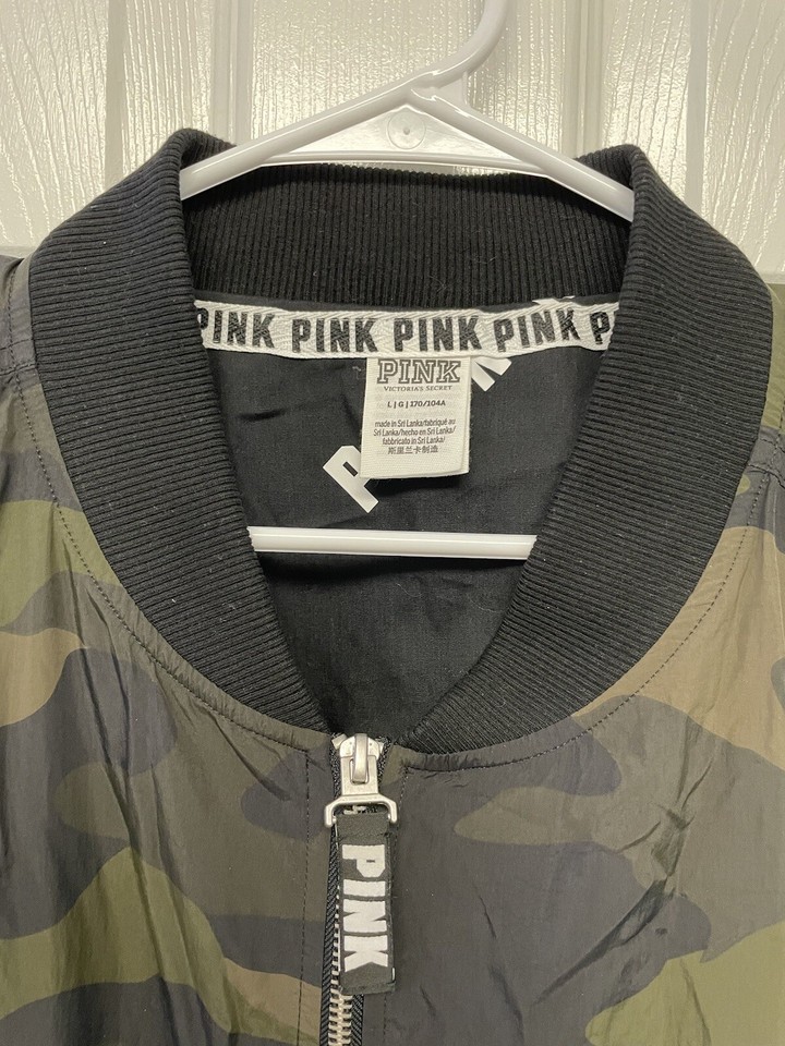 Victorias Secret PINK Flight Camo Jacket Zipper Size L Oversized | eBay