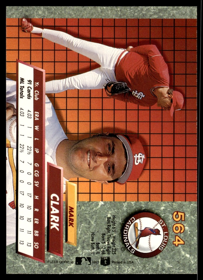 1992 Ultra #564 Mark Clark Rookie St. Louis Cardinals | eBay