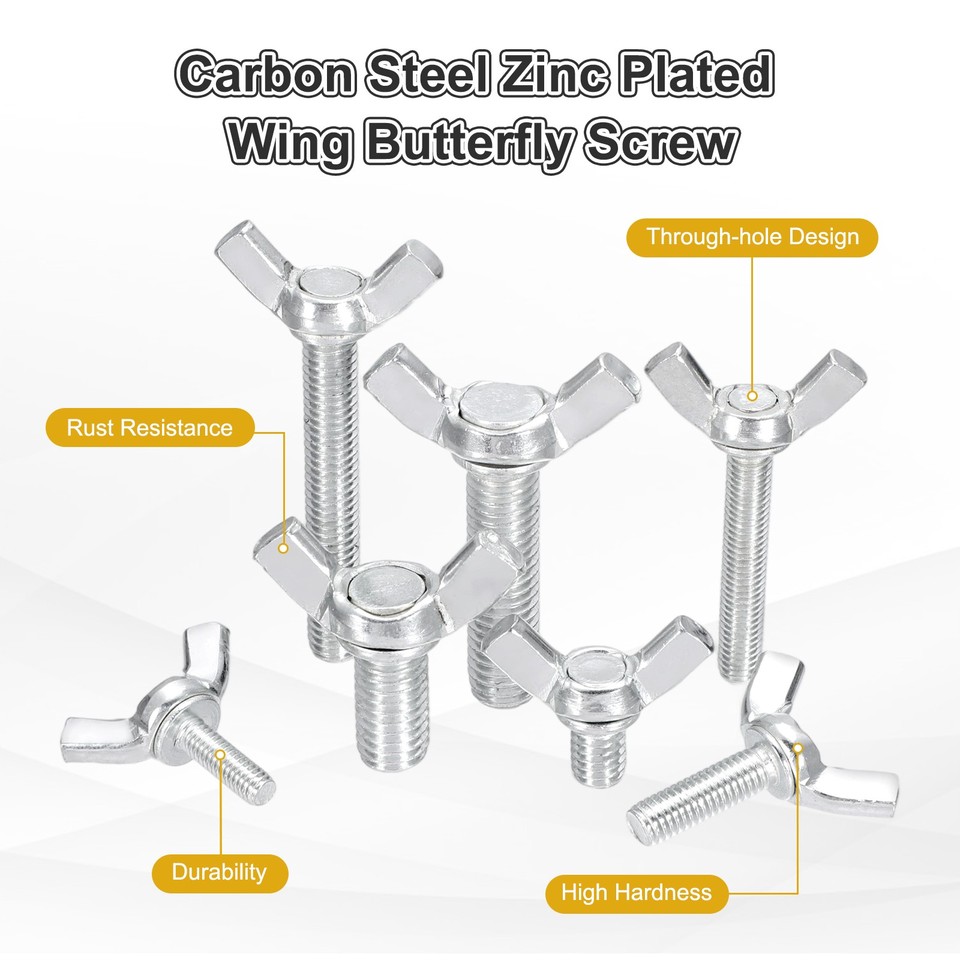 40 Pcs M5x12mm Wing Butterfly Screw Bolts, Carbon Steel Zinc Plated ...