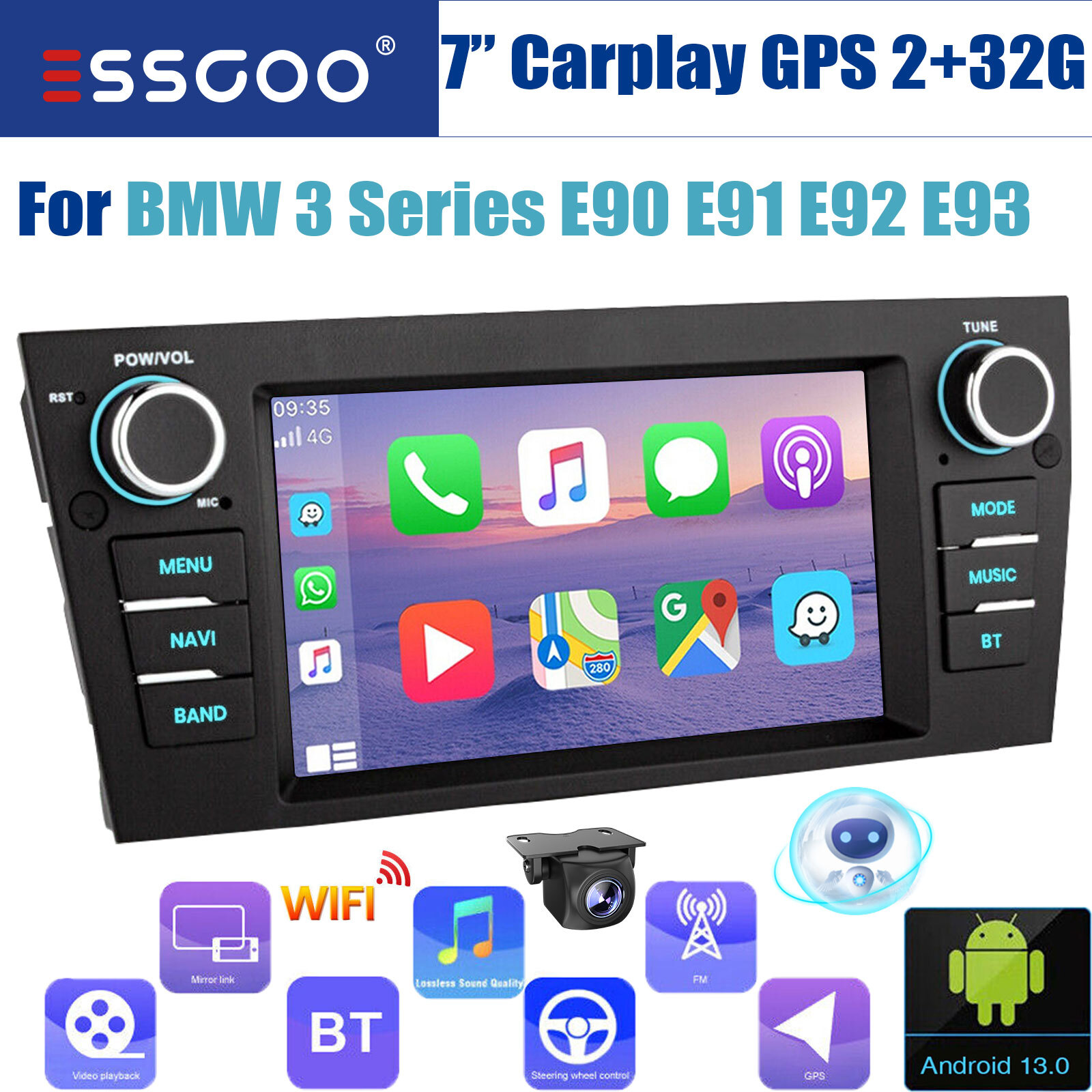 32G Android 13 For BMW 3 Series E90 E91 E92 E93 Car Stereo GPS NAV ...
