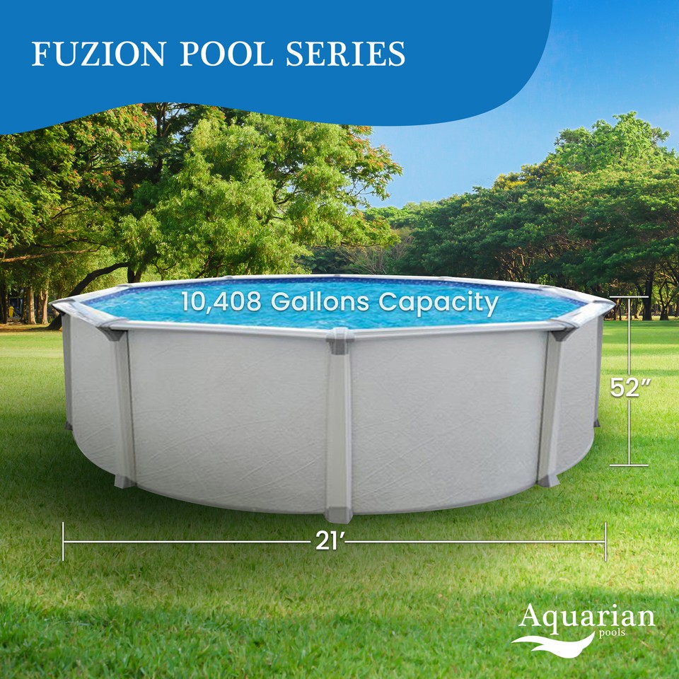 Aquarian Pools Fuzion Series 21 Feet x 52 Inch Round Above Ground ...