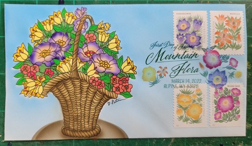 Peterman Hand Painted Flower Basket, 2022 Mountain Flora Sc.#5672-75 ...