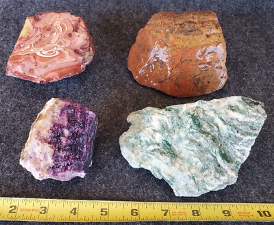 Mariposite, Wonderstone, Jasper, and Fluorite Rough, Cabbers Combo Box ...
