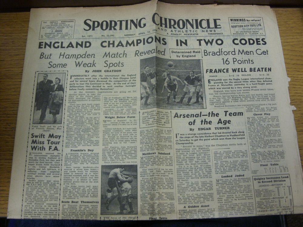 12/04/1948 Sporting Chronicle & Athletic News: No.22090 - Main Headline ...