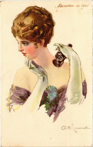 PC ARTIST SIGNED, SIMONETTI, GLAMOUR LADY, Vintage Postcard (b48777) | eBay