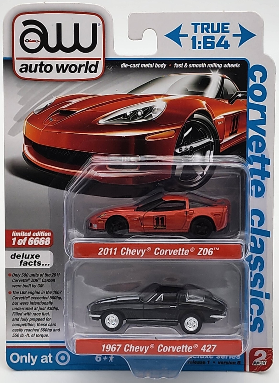 AUTO WORLD TARGET EXCL. DELUXE 2-PACK CORVETTE CLASSICS 1967, 2011 ...
