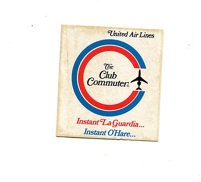 Vintage Airline Luggage Label UNITED AIRLINES CLUB COMMUTER LaGuardia ...