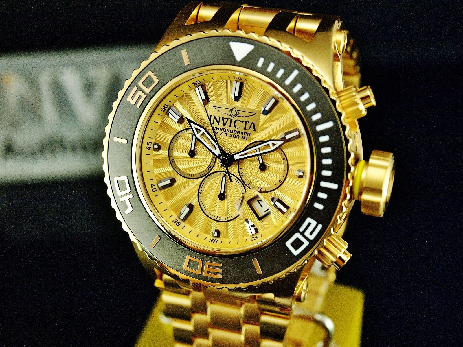 Invicta Men's 52mm Subaqua Chronograph 18k Gold Plated Stainless Steel ...