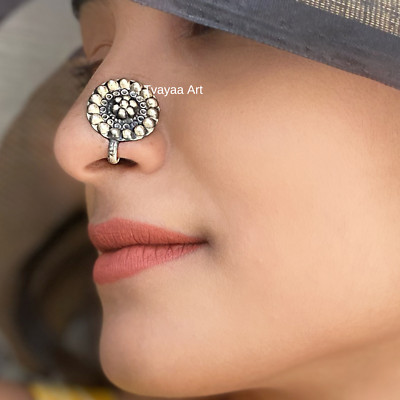 Non-Piercing Nose Ring 925 Silver Round Nose Nath Women Ear Cuff ...