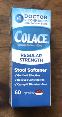 Colace Regular Strength Stool Softener 100 mg 60 Capsules EXP 07/2027 ...