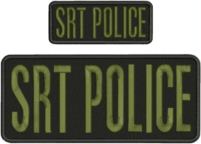 SRT Police embroidery patches 4x10 & 2x5 hook on back OD GREENON BLACK ...