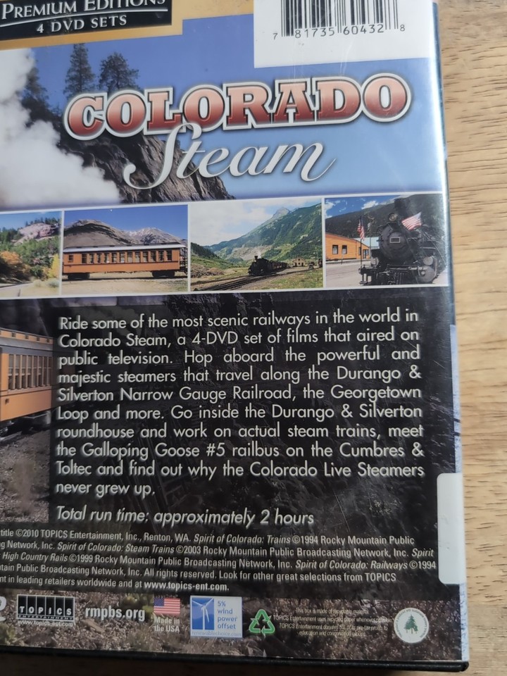 Colorado Steam (DVD, 2010, 4-Disc Set) Trains Railways Steam Trains ...