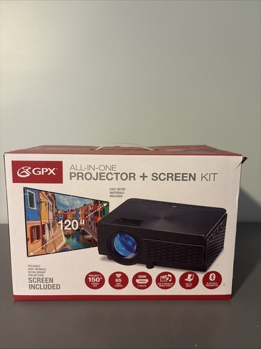 GPX 120" All-in-One Movie Projector and Screen Kit, 120" Screen Size ...