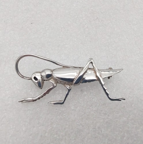 Sterling Silver 925 Cricket Grasshopper Insect Pin Brooch 2" | eBay