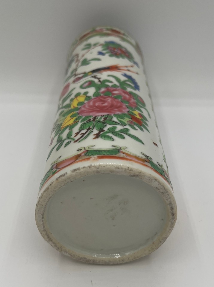 Chinese Famille Rose Porcelain Brush Pot Birds Flowers Figures | eBay