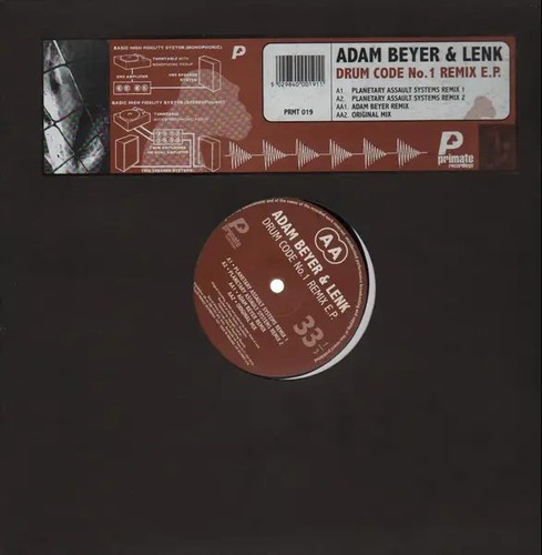 Adam Beyer & Lenk Drum Code No.1 Remix E.P. Vinyl Single 12inch Primate ...