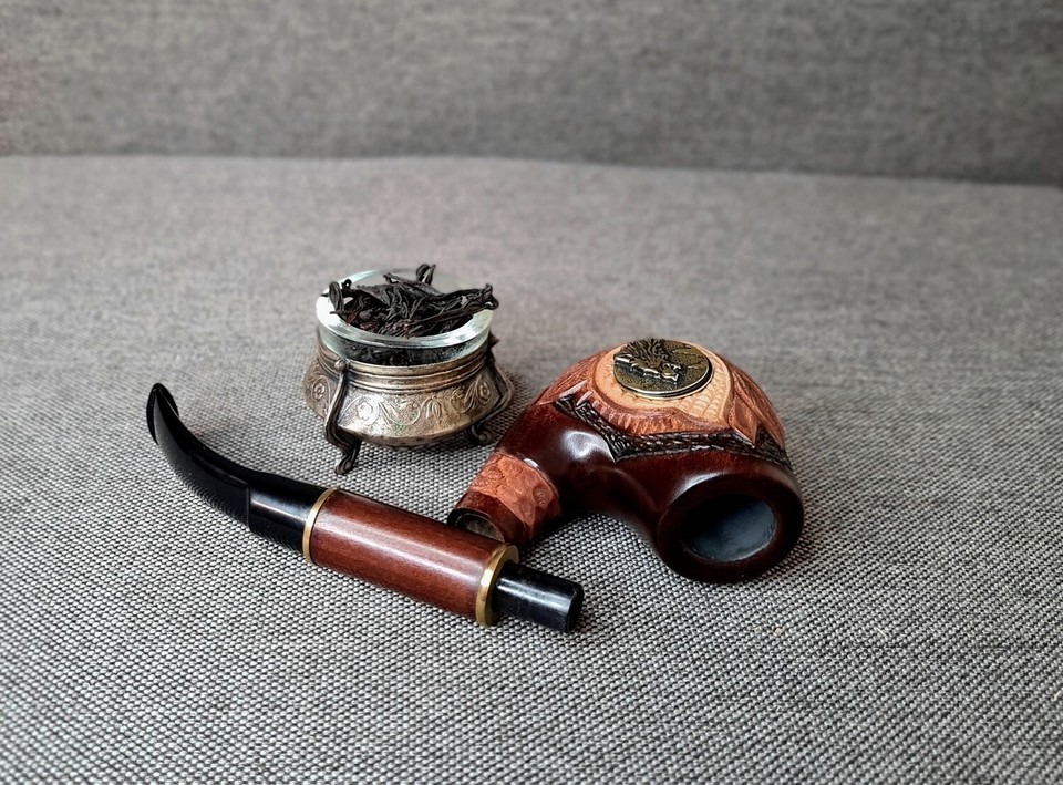 Long Pipe WOLF Wood carved smoking pipe Tobacco Pipes Wooden Pipe 9mm ...