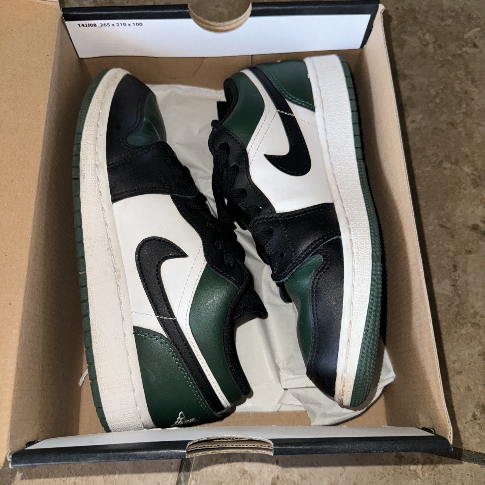 Nike Air Jordan 1 Low Green Toe Shoes Black White Gre… - Gem