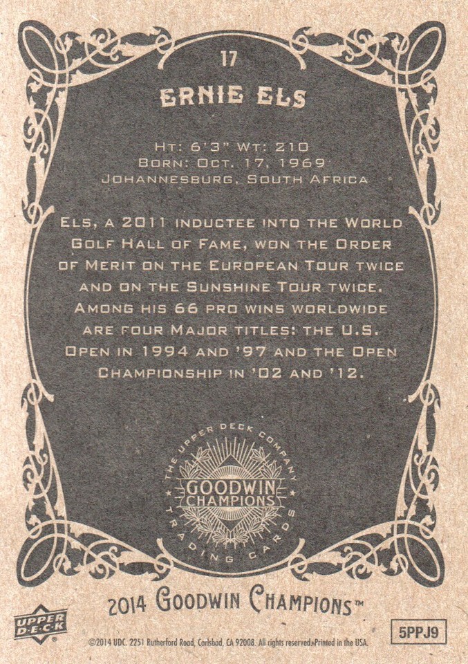 2014 Upper Deck Goodwin Champions Multi-Sport Card #17 Ernie Els | eBay