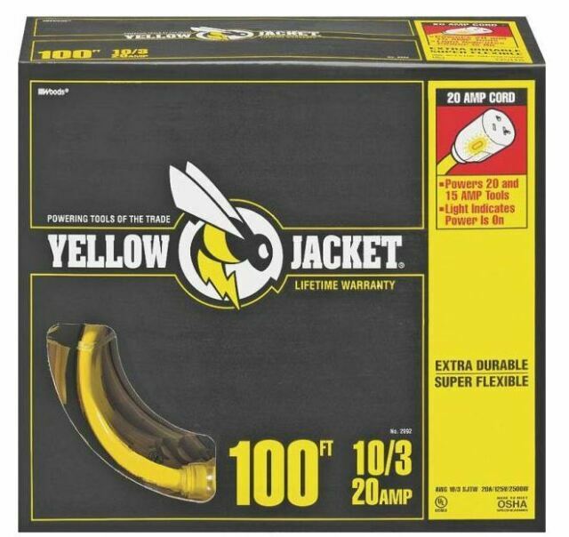 Yellow Jacket 2992 SJTW Extension Cord With PowerLite T-blade Indicator ...
