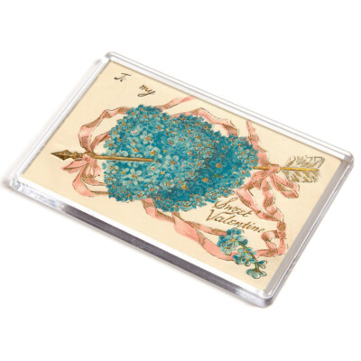 JUMBO MAGNET - Vintage Valentine - Two Blue Forget-Me-Not Hearts | eBay UK