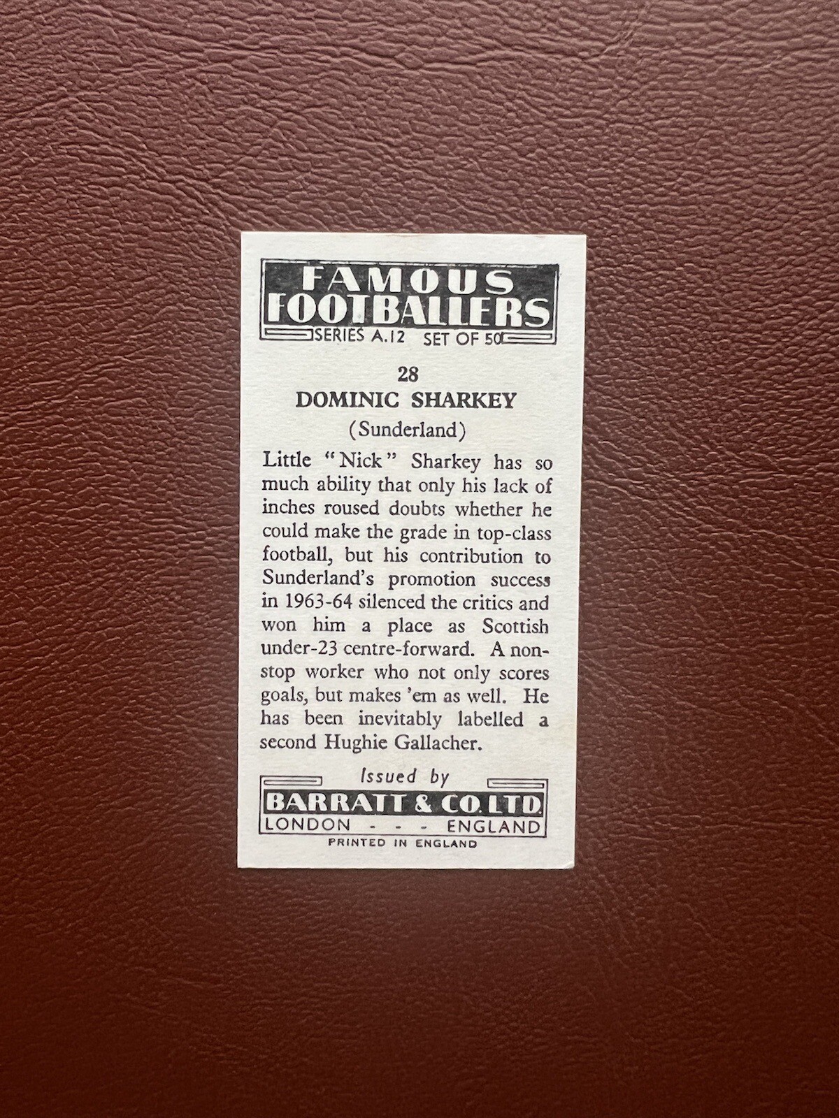 1964 Barratt A12 Famous Footballers - Dominic Sharkey #28 | eBay