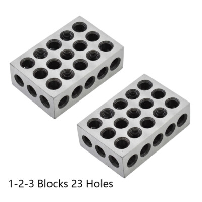1 Pair Matched 1-2-3 Blocks 23 Holes .0002" Machinist 123 Jig Ultra ...