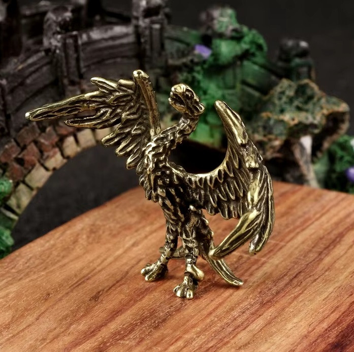 Brass Phoenix Bird Figurine Small Animal Statue Office Home Decoration ...