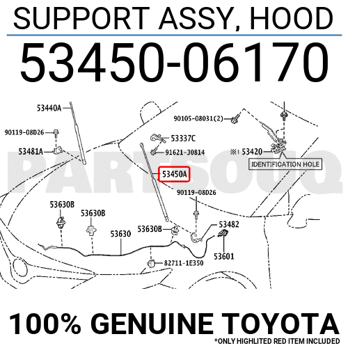 5345006170 Genuine Toyota SUPPORT ASSY, HOOD 53450-06170 | eBay