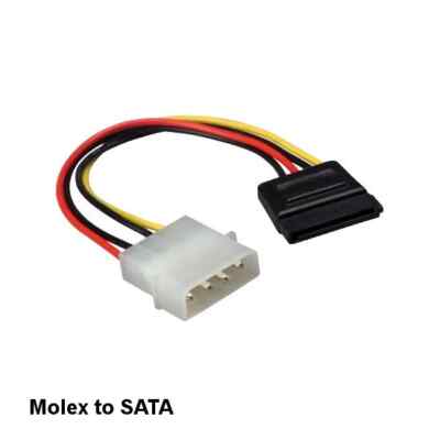 (3-Pack) Benfei 6" Molex LP4 4Pin to SATA 15Pin Internal HDD Power ...