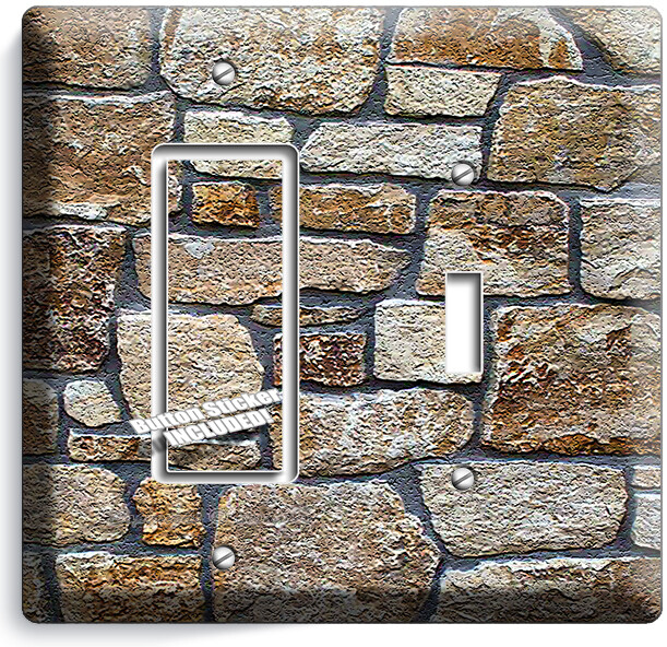 RUSTIC STONE BRICK STYLE LIGHT SWITCH OUTLET WALL PLATE MAN CAVE ROOM ...