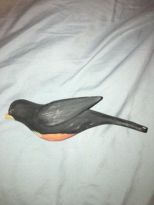Primitive Folk Art Hand Carved Painted Bird Robin 7 1/4” | eBay