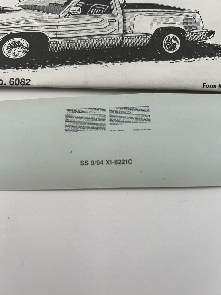 AMT Chevrolet C-1500 Sportside Pickup Truck 1/25 Model Kit 6082 Decal ...