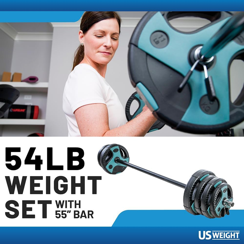 Barbell Weight Set for Home Gym with 55” Padded Bar - Adjustable ...