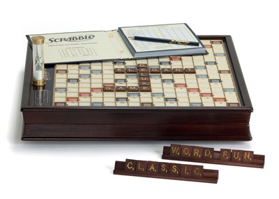 Scrabble Deluxe Edition with Rotating Wooden Game Board Turntable Lazy ...