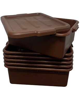 6 PCK-20x15x7" Brown Restaurant Bar Plastic Stackable Bus Tub Dish Bus ...