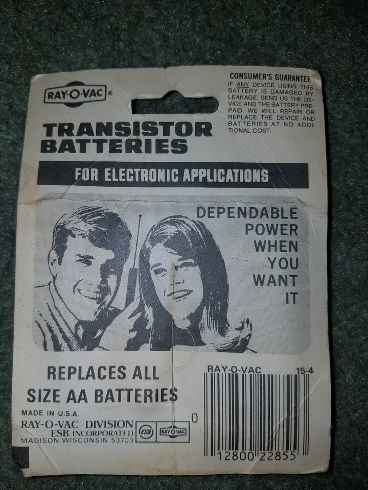 3 Old Batteries Vintage Transistor rayovac AA mint USA battery with ...