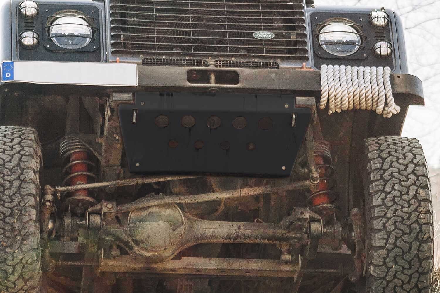 Land Rover Defender 90 110 Aluminum Steering Guard Skid Plate &Mounting ...